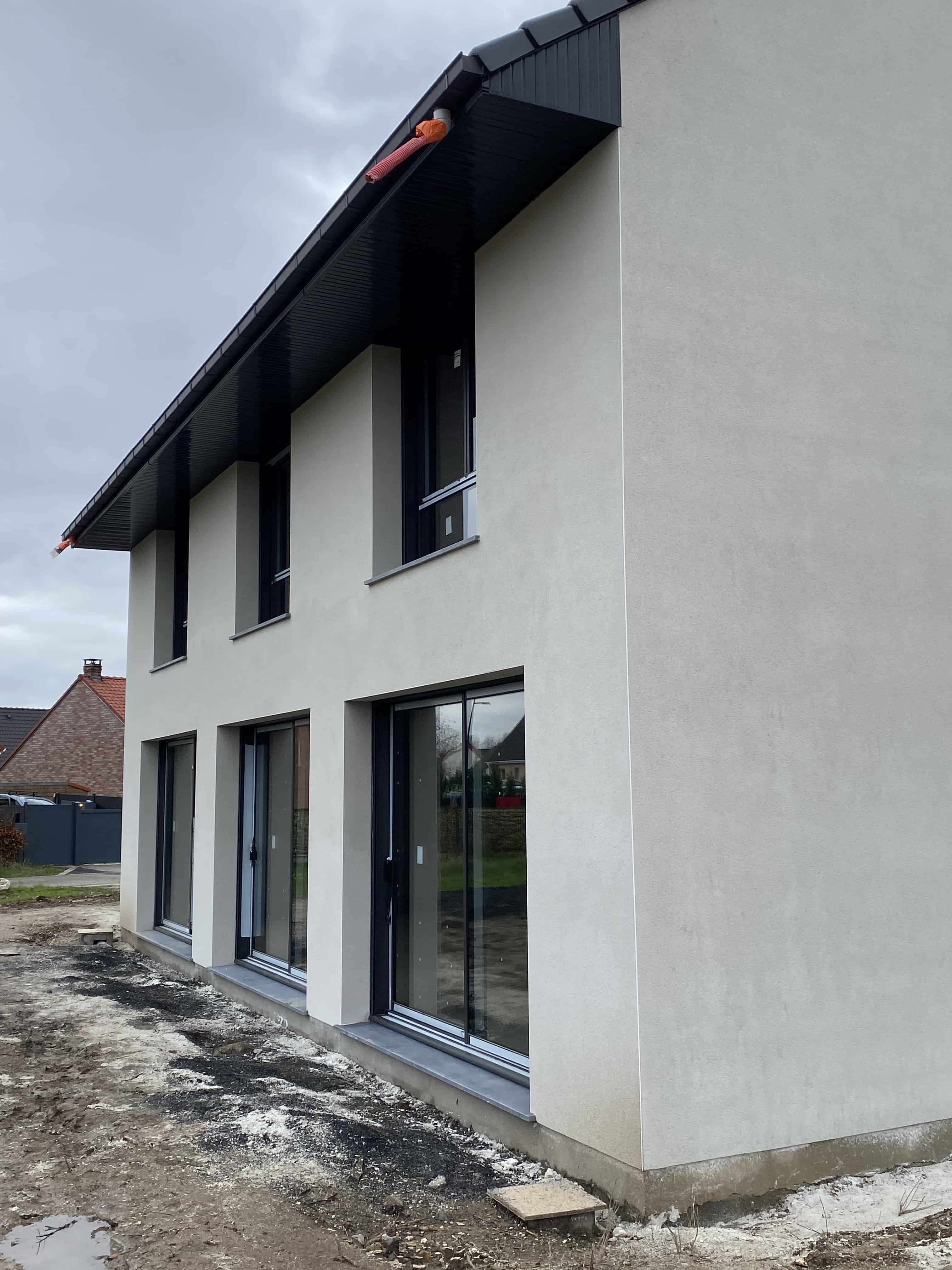 Enduit de façade sur Courcelles lès Lens - Urbel - façade